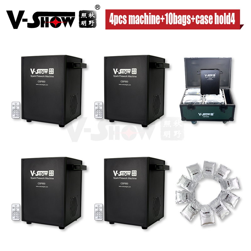 4pcs 650W Cold Spark Firework Machine With Road Case And 10 Bags Ti ...