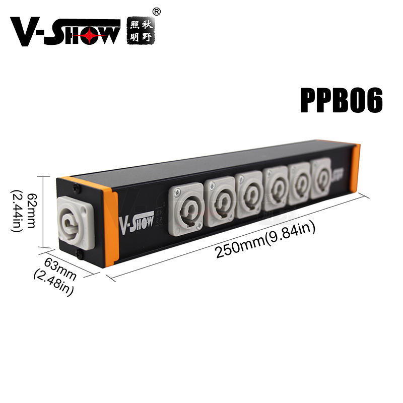 VSHOW PPB06 shipping from USA 1pc 6 Port Powercon Power Box For Dj Stage Lighting
